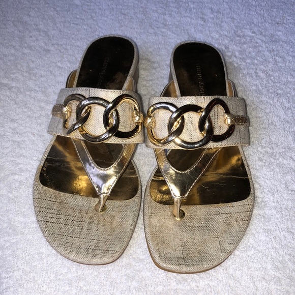 Etienne Aigner | Shoes | Vintage Etienne Aigner Gold Thong Sandals ...